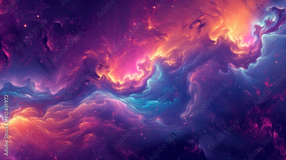 Radiant Space Gradient Waves Stars Universe Starscape Digital Art ...