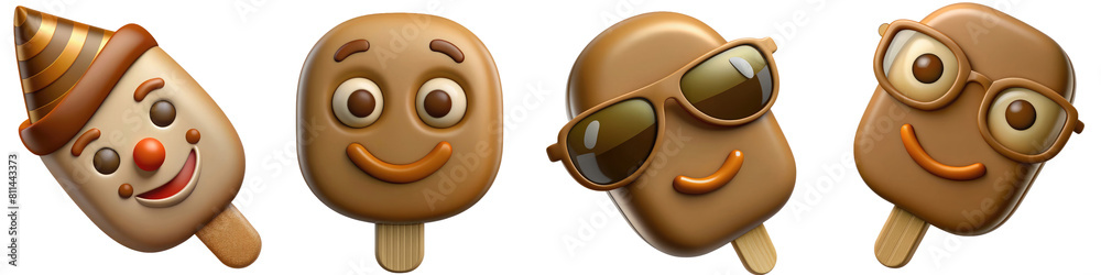 Set of emoticons in chocolate ice-cream . World emoji day.Ai generated ...