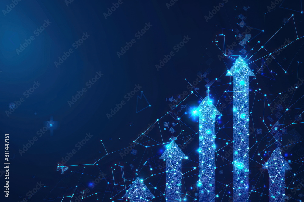 digital growing arrows up graph chart, business concept, Success ...