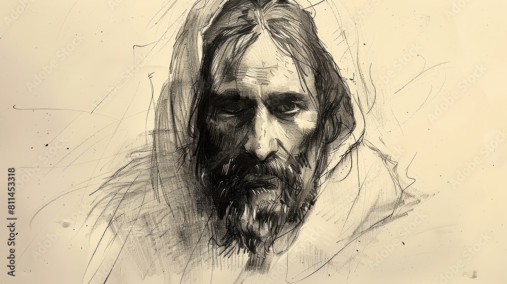 Basic sketch of Jesus conveying profound simplicity Stock Illustration ...