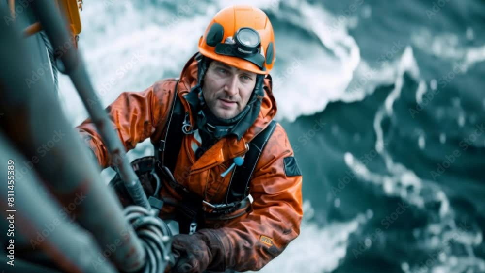 Engineers are repairing and maintaining an offshore turbine house ...