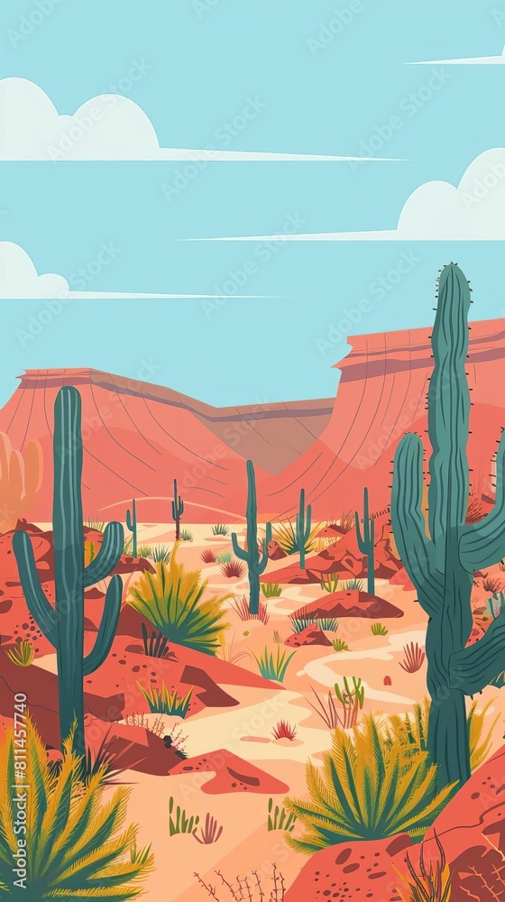Habitat desert conservation area flat design top view arid ecosystem ...