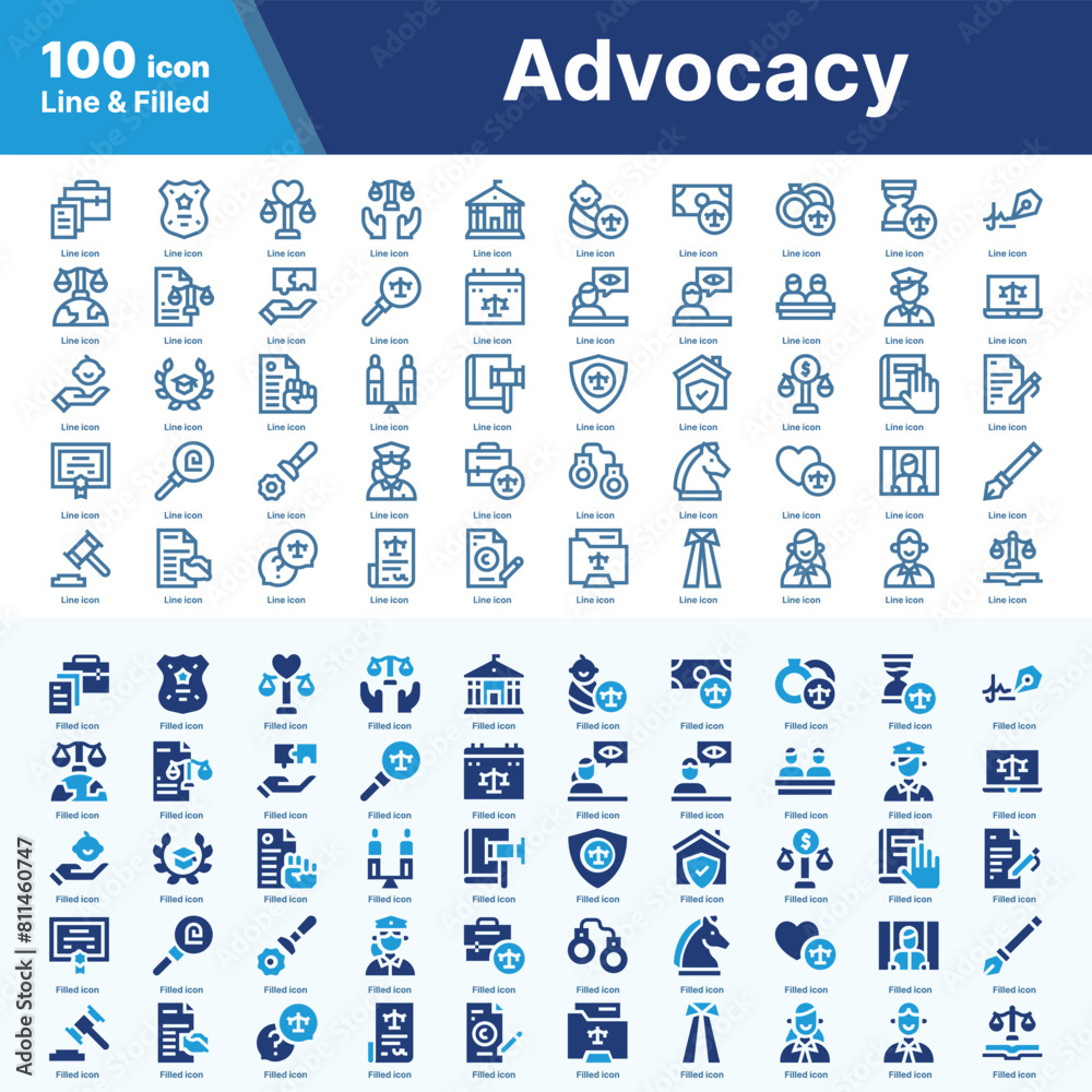 Advocacy line and fill icon pack. Advocacy line and fill collection ...