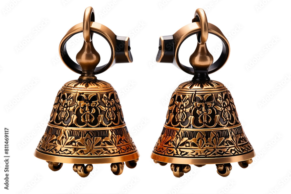 Kathak ankle bells adorned with intricate designs., isolated on white ...