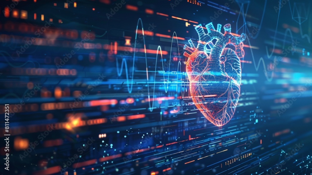 A captivating image showcasing a heartbeat line transforming seamlessly ...