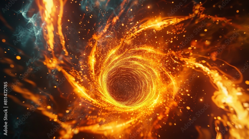 A captivating portrayal of an intense abstract fiery vortex, filled ...