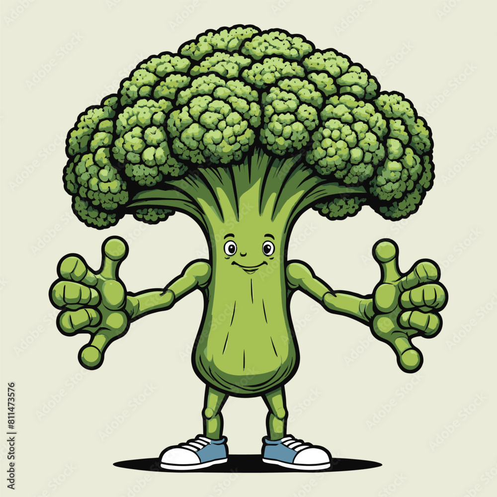 Cute kawaii broccoli cartoon vector illustration Stock Vector | Adobe Stock