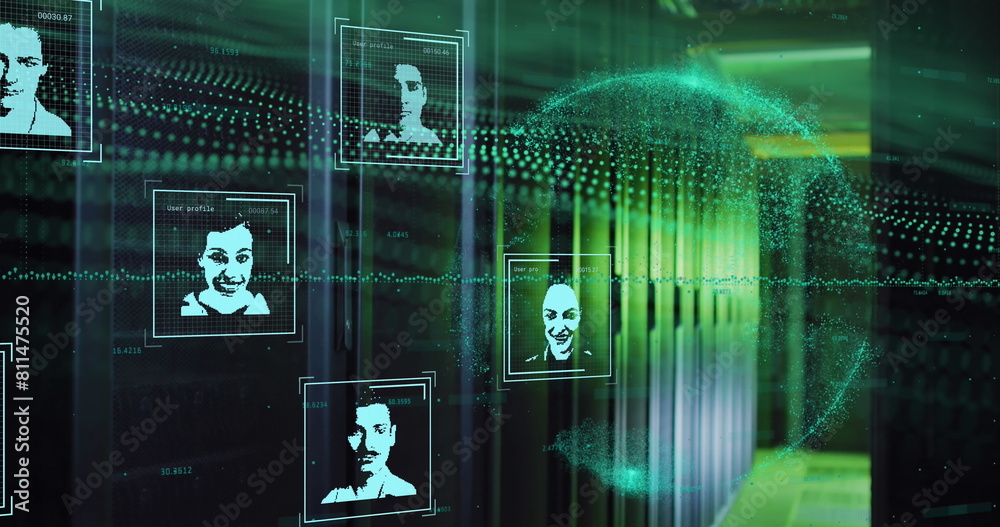 Image of digital profile picture with graph and changing numbers over ...