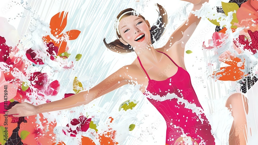 Woman in motion enjoying the invigorating experience of swimming Stock ...