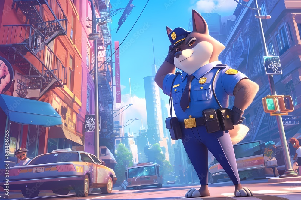 cartoon illustration, a police dog Stock Illustration | Adobe Stock