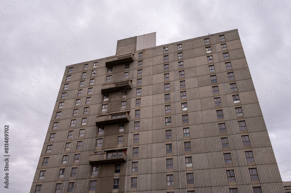 Brutalist style housing complex in downtown Calgary. Built in brutalist ...