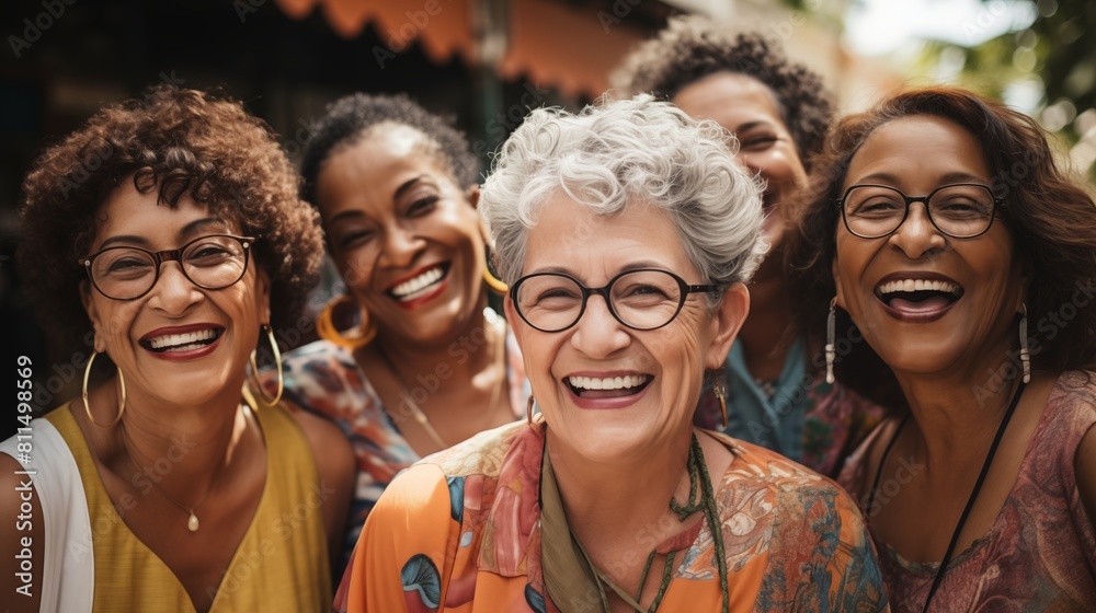 Mature Women Enjoying Time Together Outdoors. Group of mature women of ...