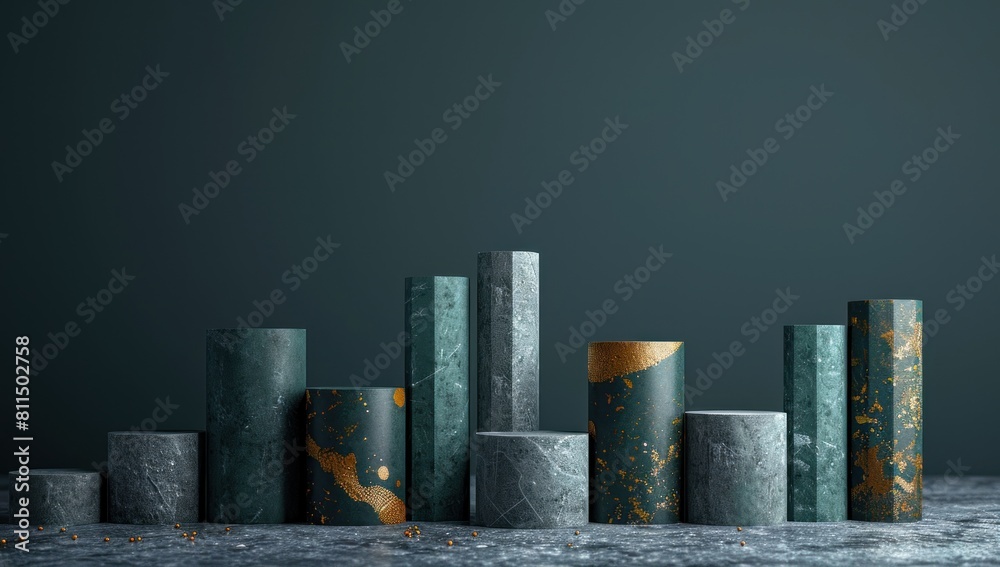 Photograph a striking 3D bar graph immersed in larva texture, evoking ...