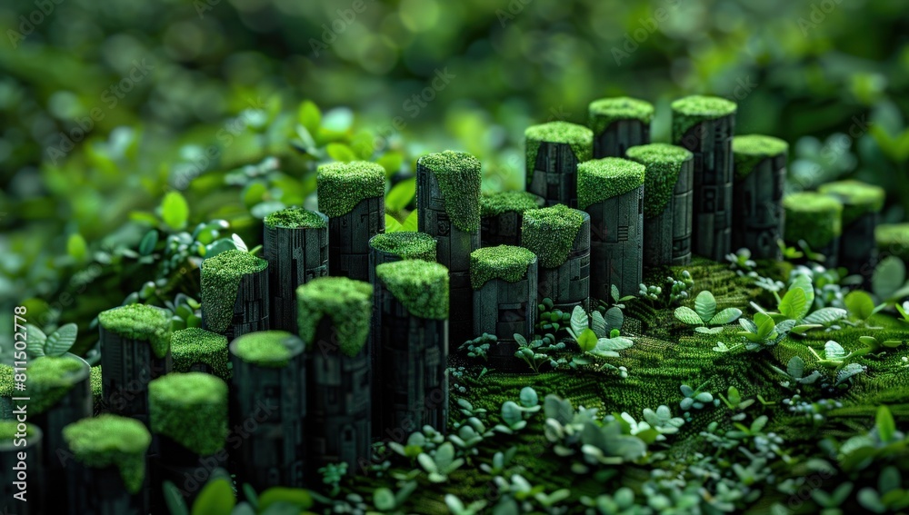 Photograph a striking 3D bar graph immersed in larva texture, evoking ...