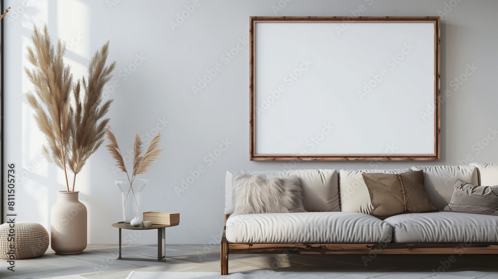 "Frame Template, A4 Paper Size. Living Room Poster Preview. Interior ...