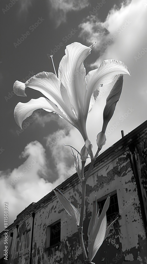 Alcatraz flower in black and white, Alcatraz en blanco y negro Stock ...