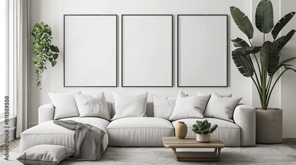 "Frame Template, A4 Paper Size. Living Room Poster Preview. Interior ...