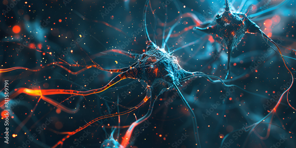 modern human brain neurons Nervous system activity concept Digital ...