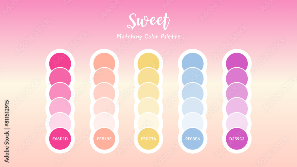 Set of Sweet Color Palette Combination in RGB Hex. Matching color ...