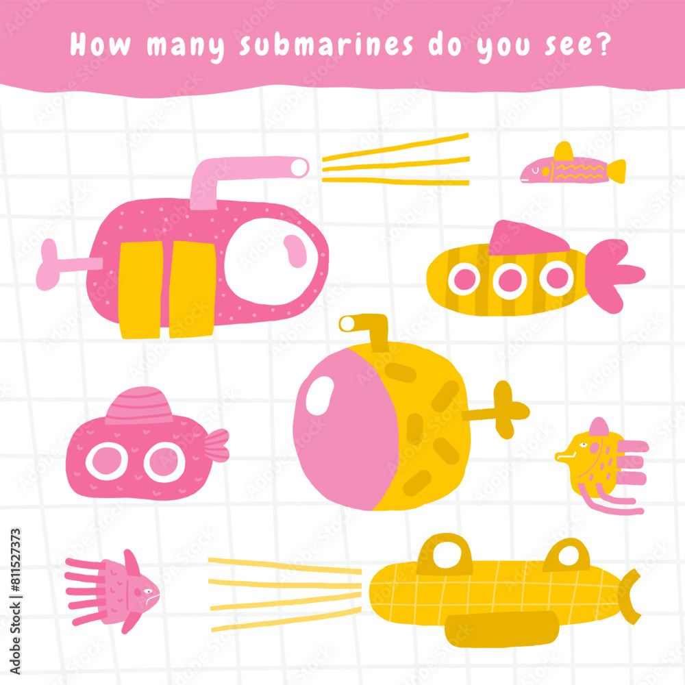 Learn ocean life game for kids. Cute hand drawn doodle funny underwater ...