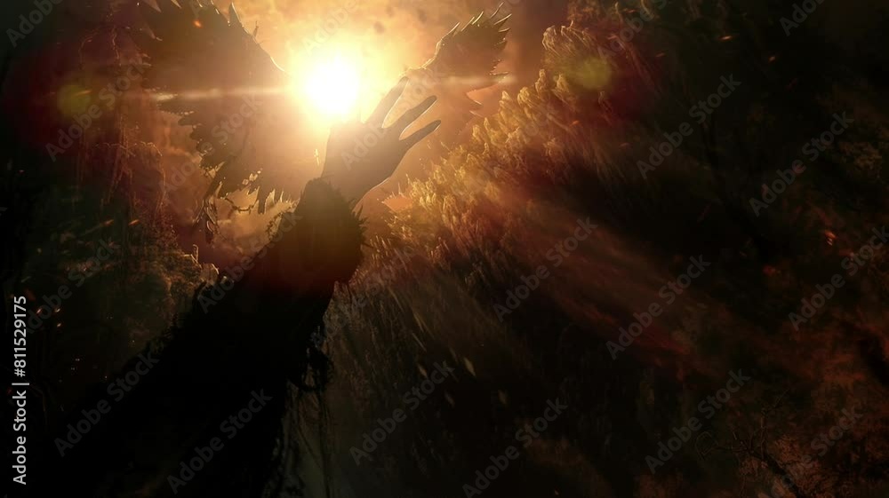 The anime scene shows a character raising a torch, illuminating the ...