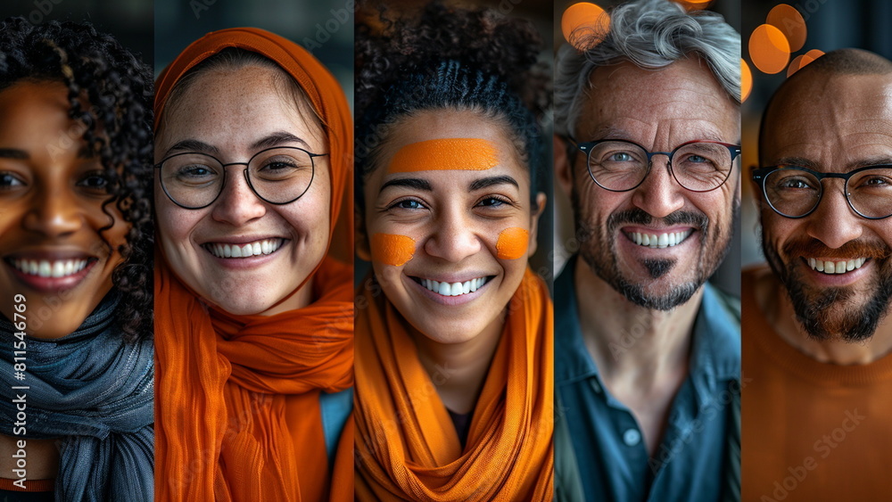 many photo showing people from different age groups, all smiling, no ...