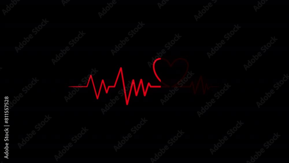 Heartbeat line Animated cardiogram red electrocardiogram heartbeat and ...