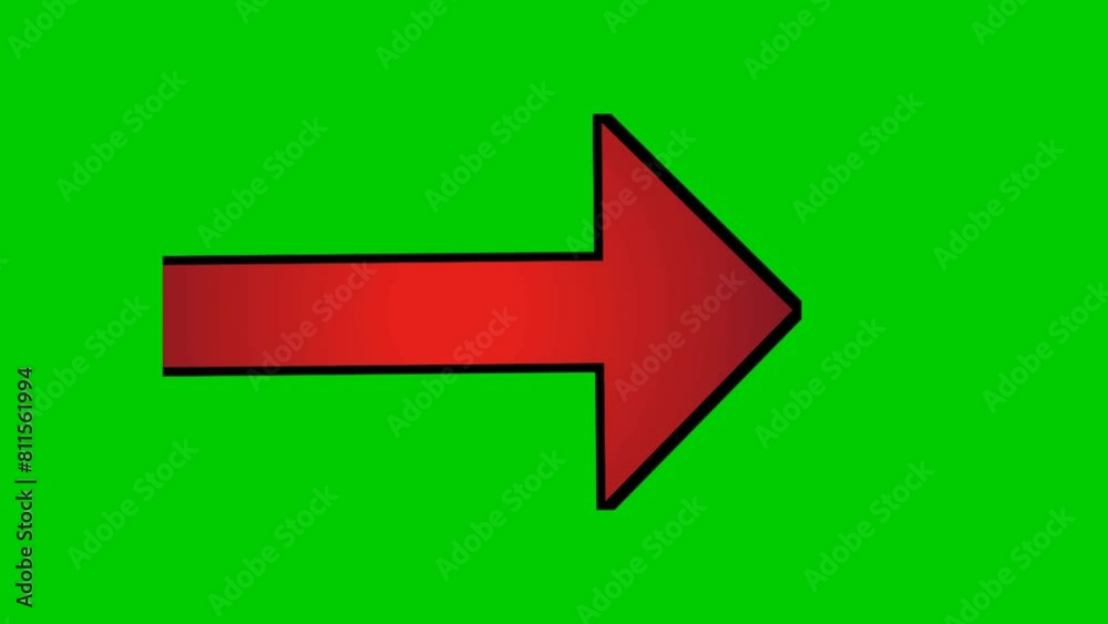 Red Arrow sign symbol animation on green screen, motion graphics ...