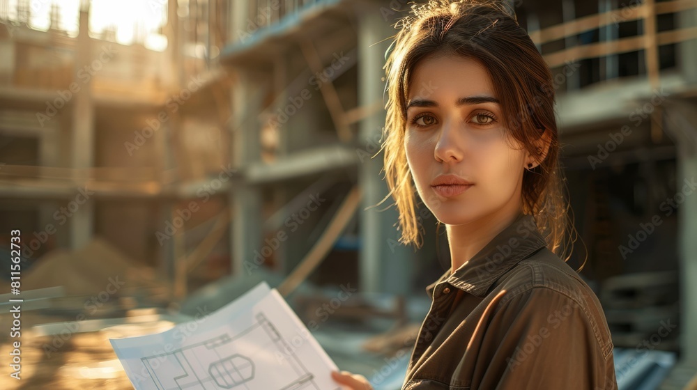 The picture of the middle east female architect is holding the ...