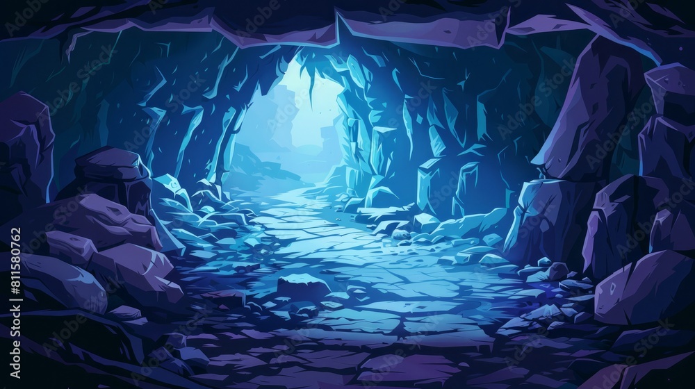 A dark and atmospheric game background depicting a path crossing ...