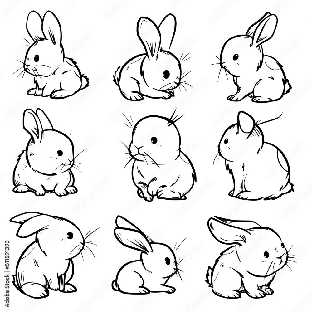Baby Rabbit SVG, Rabbit Svg, Rabbit Clipart, Doodle Animal Svg, Doodle ...