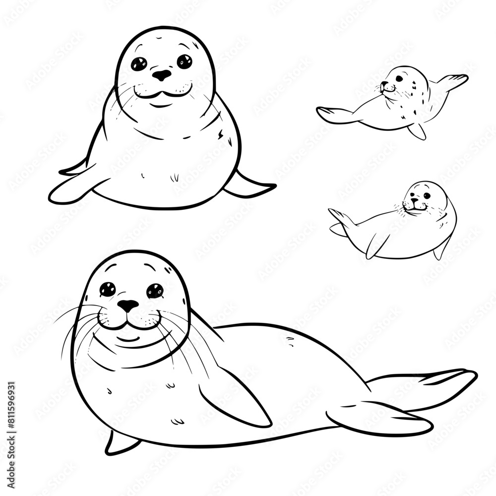 Baby Seal SVG, Seal Svg, Seal Clipart, Doodle Animal Svg, Doodle Seal ...