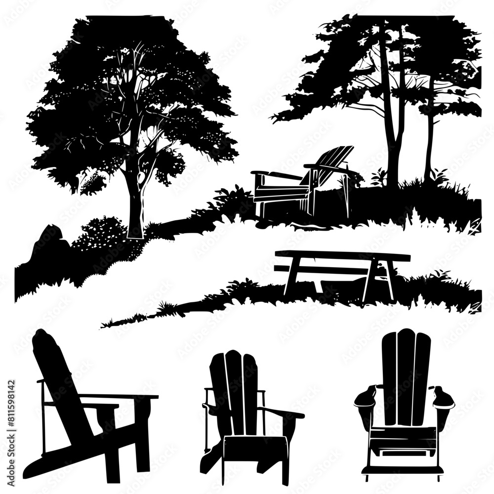 Adirondack Chair png, Adirondack Chair, Chair vector, Adirondack Scene ...