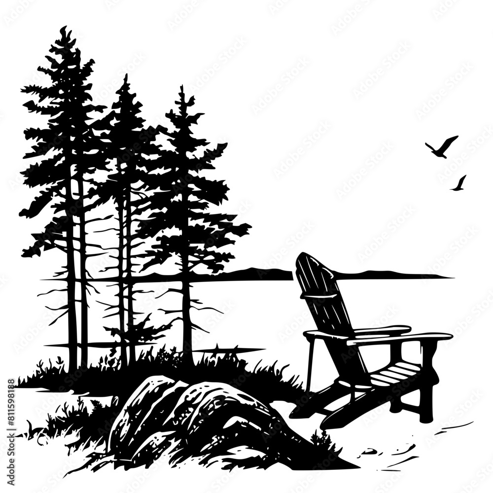 Adirondack Chair png, Adirondack Chair, Chair vector, Adirondack Scene ...