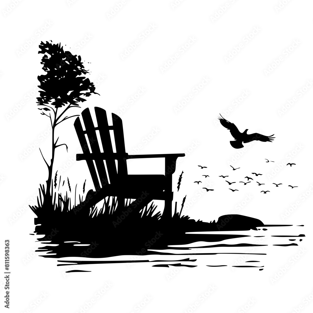 Adirondack Chair png, Adirondack Chair, Chair vector, Adirondack Scene ...