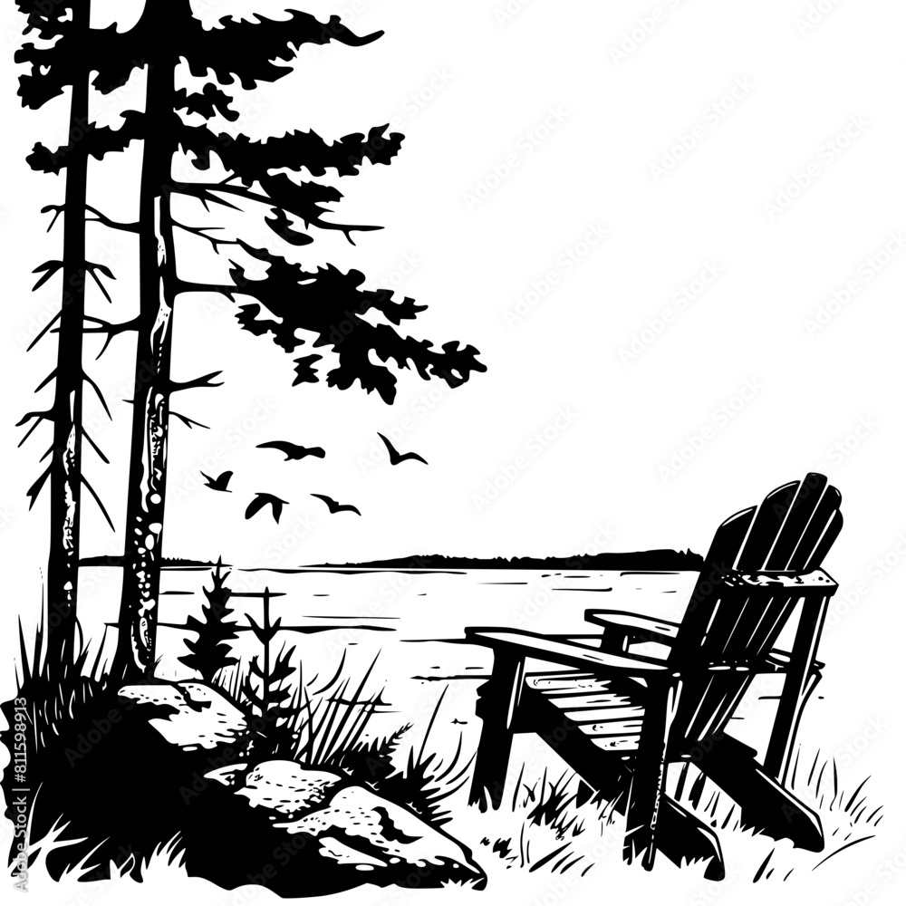 Adirondack Chair png, Adirondack Chair, Chair vector, Adirondack Scene ...