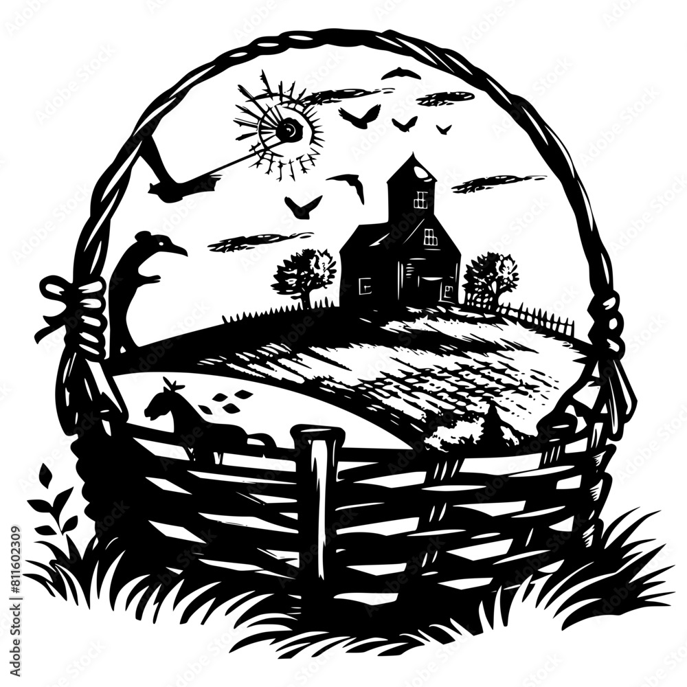 farm silhouette, farm scene, Farm Scene dxf, Farm Scene png, Farm Scene ...