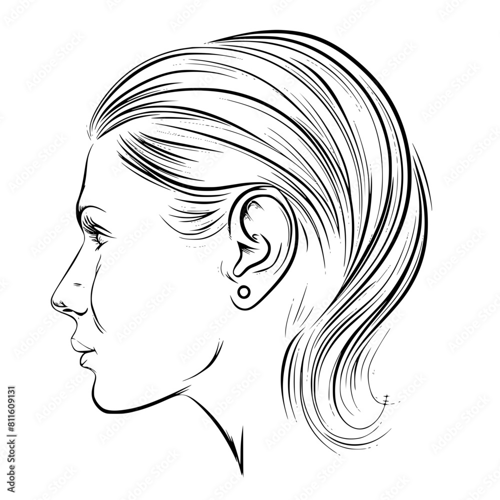ear silhouette, ear svg, ear png, ear vector, hair, woman, face ...