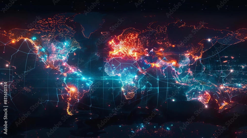 A map showing the global rollout of 5G networks, with highlighted areas indicating active ...