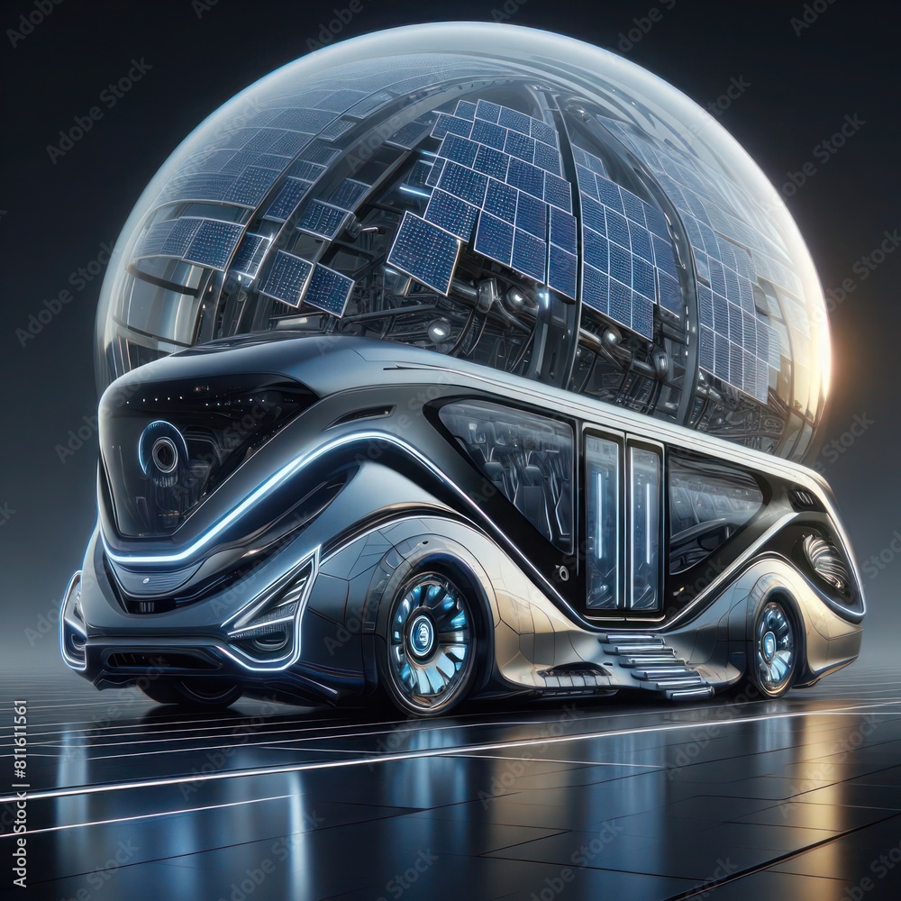futuristic, 3D, highly-realistic bus design for the year 2050. The bus ...