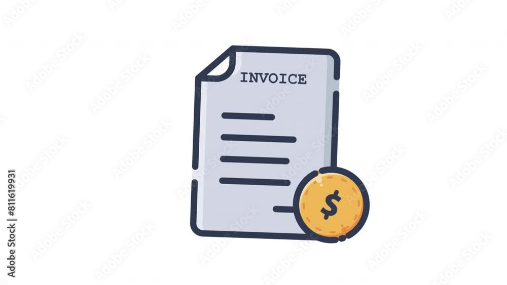 Invoice Icon Loop Animation 4K Transparant Alpha chanel Stock Video ...