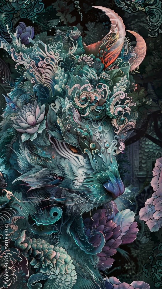 Surrealism Art of an ancient chimera in a mythical beast garden ...