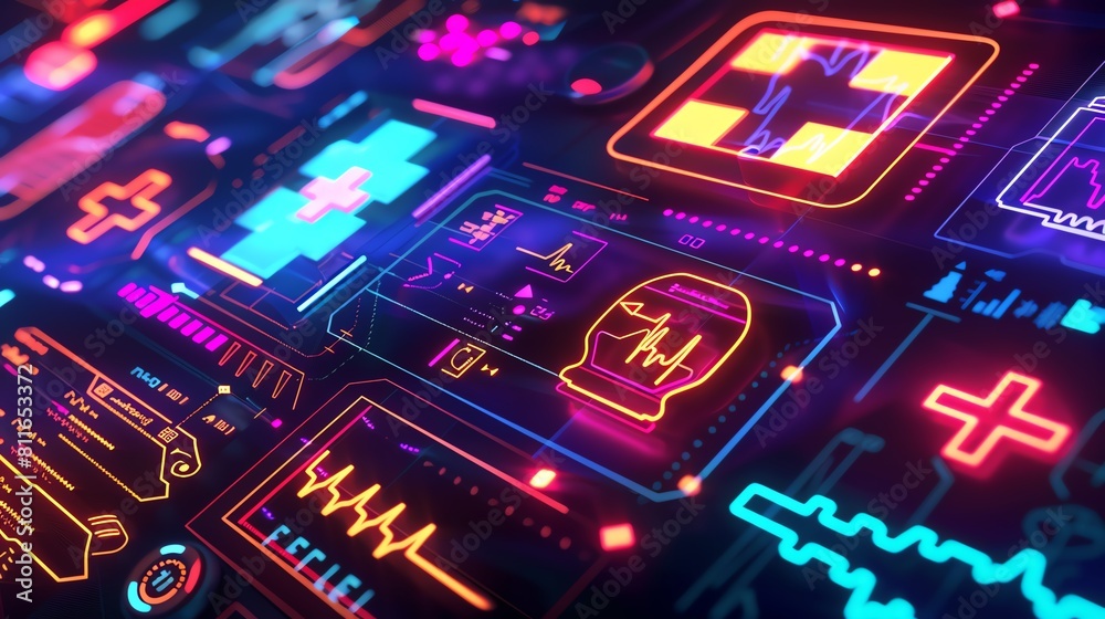 Medical emergency and first response icons with CPR, defibrillator, and ...
