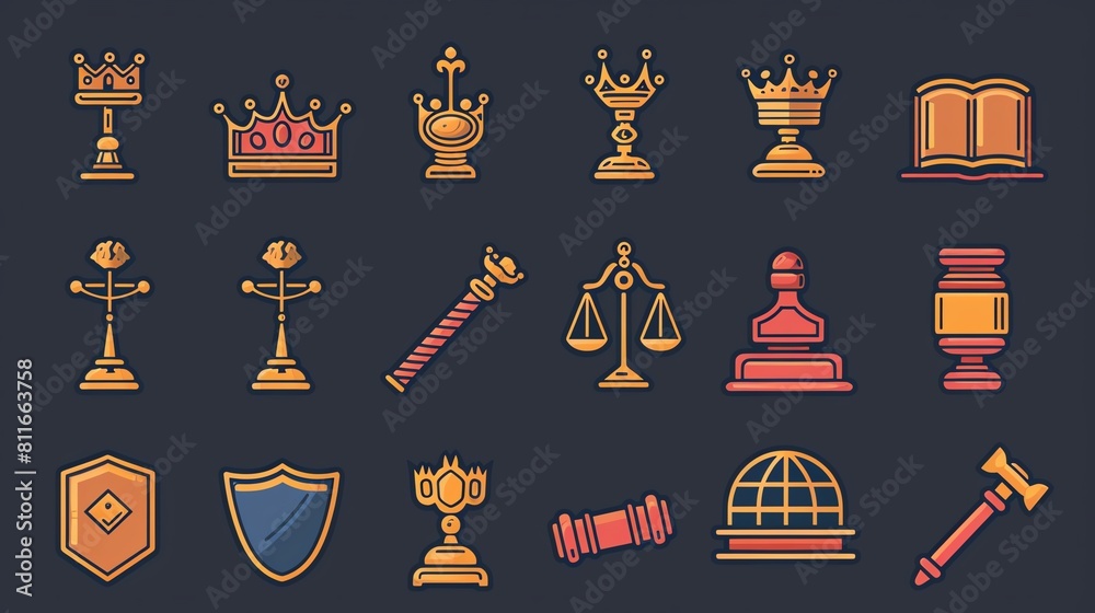 Leadership and corporate governance icons including gavel ...