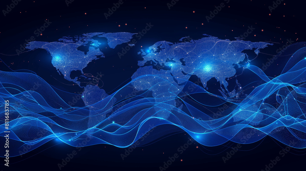 World map vector drawing lines for background and text,All elements are ...