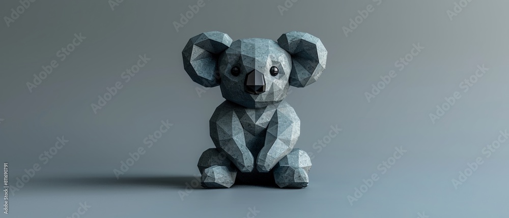 a 3d model of an color koala with very low matte polygon count, blender ...
