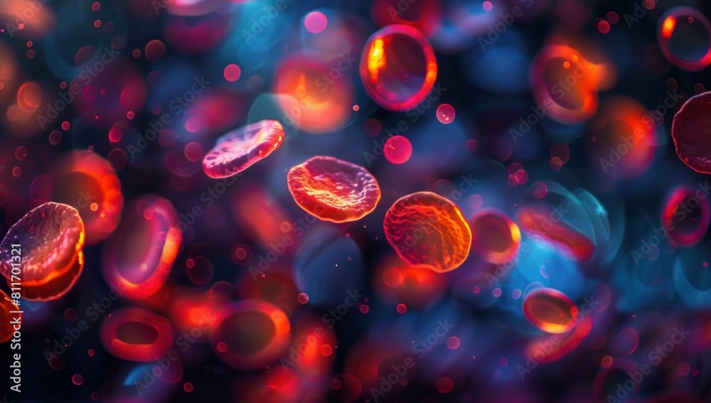 Capture the intricate dance of blood cells under a microscope, each one ...