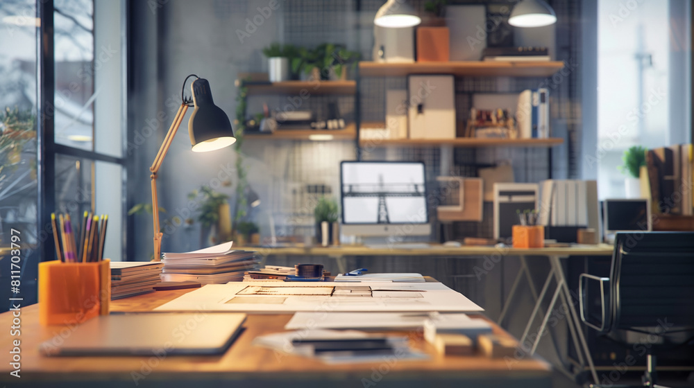 An engineer’s workspace with a minimalist drafting table that projects ...