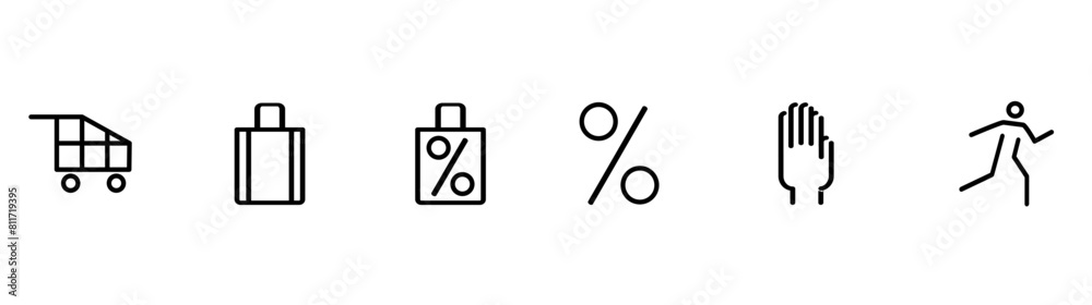 Shopping Mall public place icons set. pictogramme . Supermarket ...