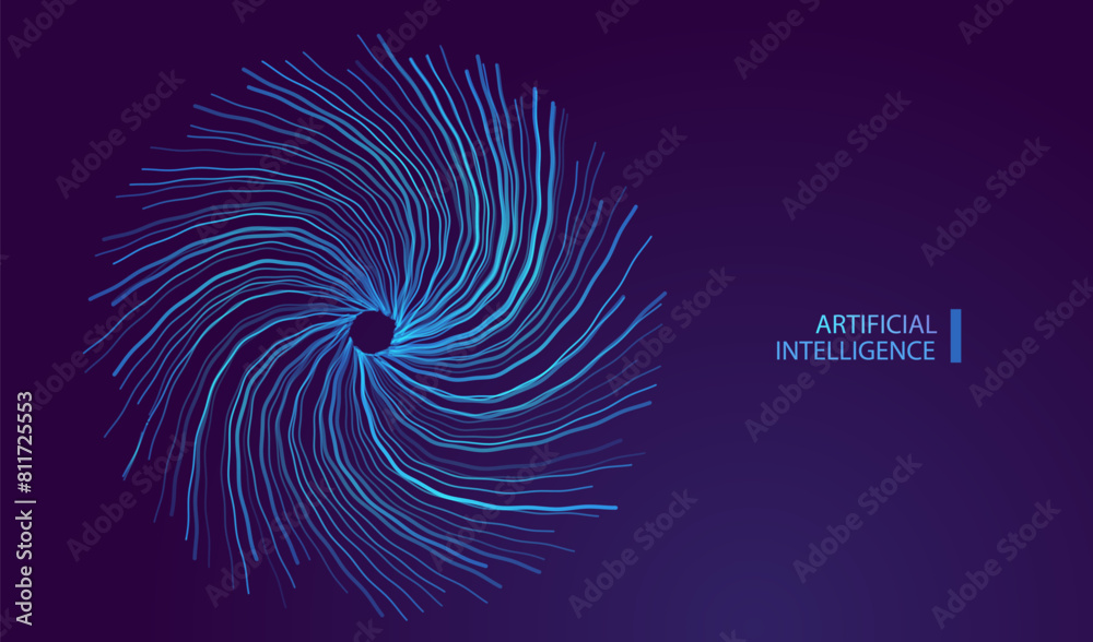 Ai technology banner blue background with neural network lines tech ...